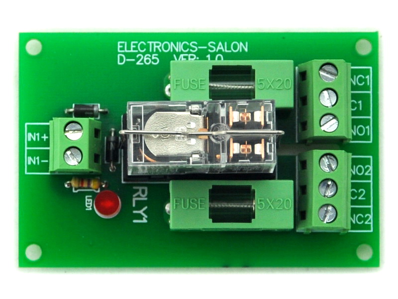 ELECTRONICS-SALON Fused DPDT 5A Power Relay Interface Module, G2R-2 24V ...