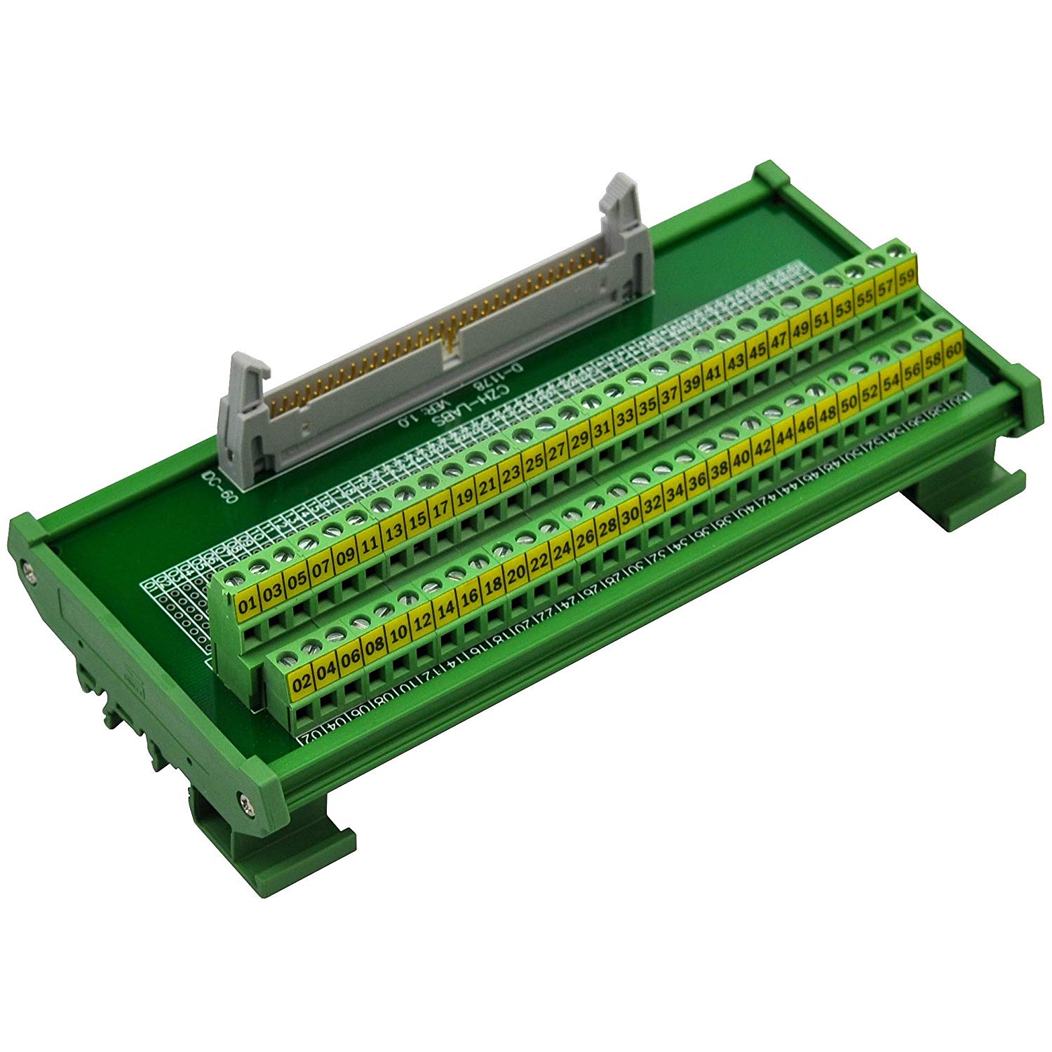 CZH-LABS DIN Rail Mount IDC-60 Male Header Connector Breakout Board ...