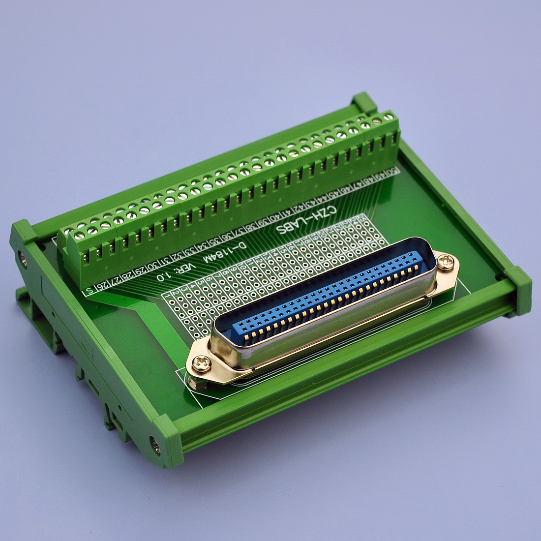 CZH-LABS DIN Rail Mount 50-Pin 0.085" Centronics Male Ribbon Connector ...