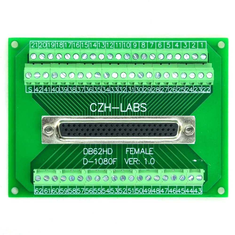 CZH-LABS D-SUB DB62HD Female Header Breakout Board, DSUB. CZH-LABS D ...