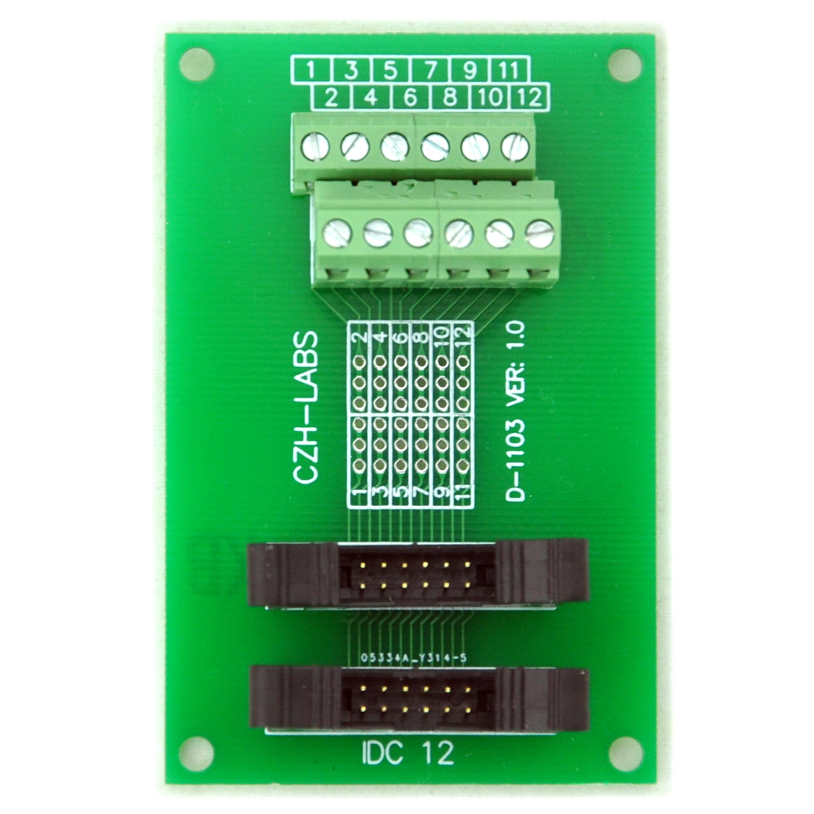 CZH-LABS Dual IDC-12 Pitch 2.0mm Male Header Terminal Block Breakout ...