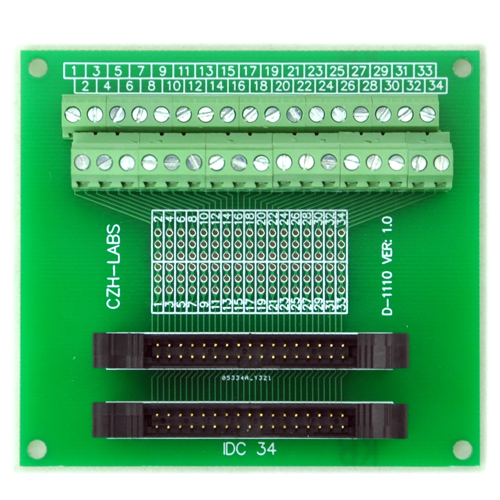 CZH-LABS Dual IDC-34 Pitch 2.0mm Male Header Terminal Block Breakout ...