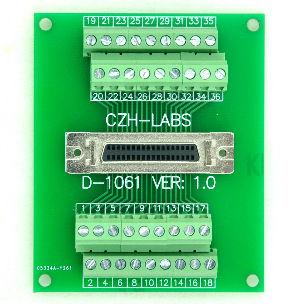 CZH-LABS 36-pin Half-Pitch/0.05" D-SUB Female Breakout Board, DSUB ...