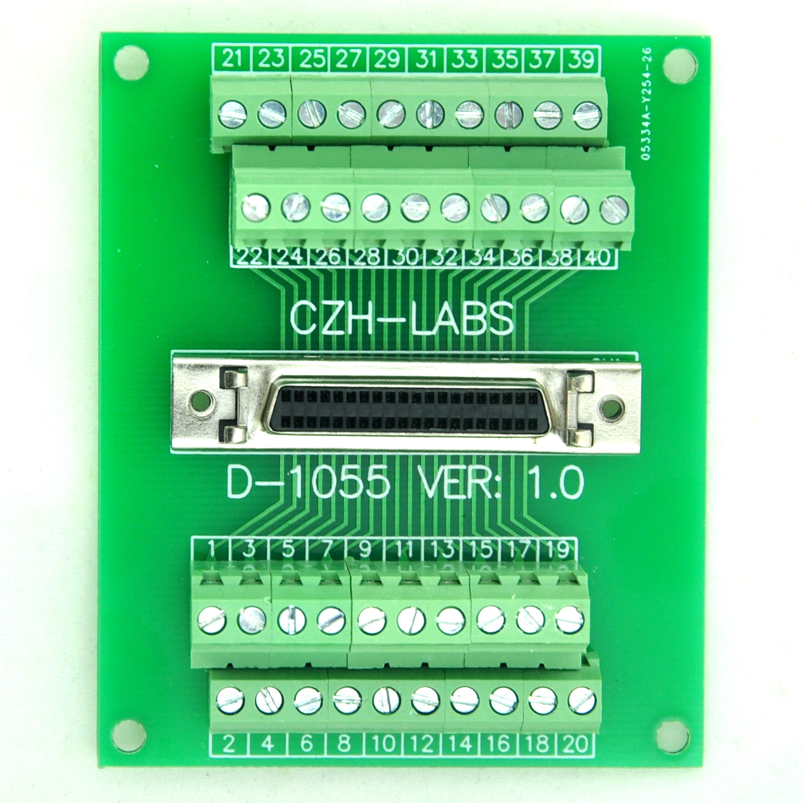 CZH-LABS 40-pin Half-Pitch/0.05" D-SUB Female Breakout Board, DSUB ...