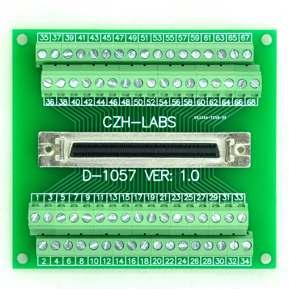 CZH-LABS 68-pin Half-Pitch/0.05" D-SUB Female Breakout Board, DSUB ...