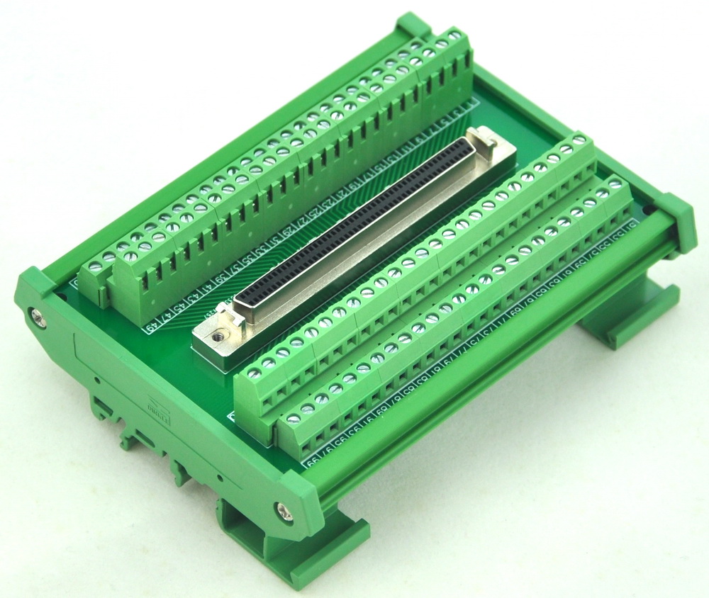 CZH-LABS DIN Rail Mount 100-pin Half-Pitch/0.05" D-SUB Female Interface ...
