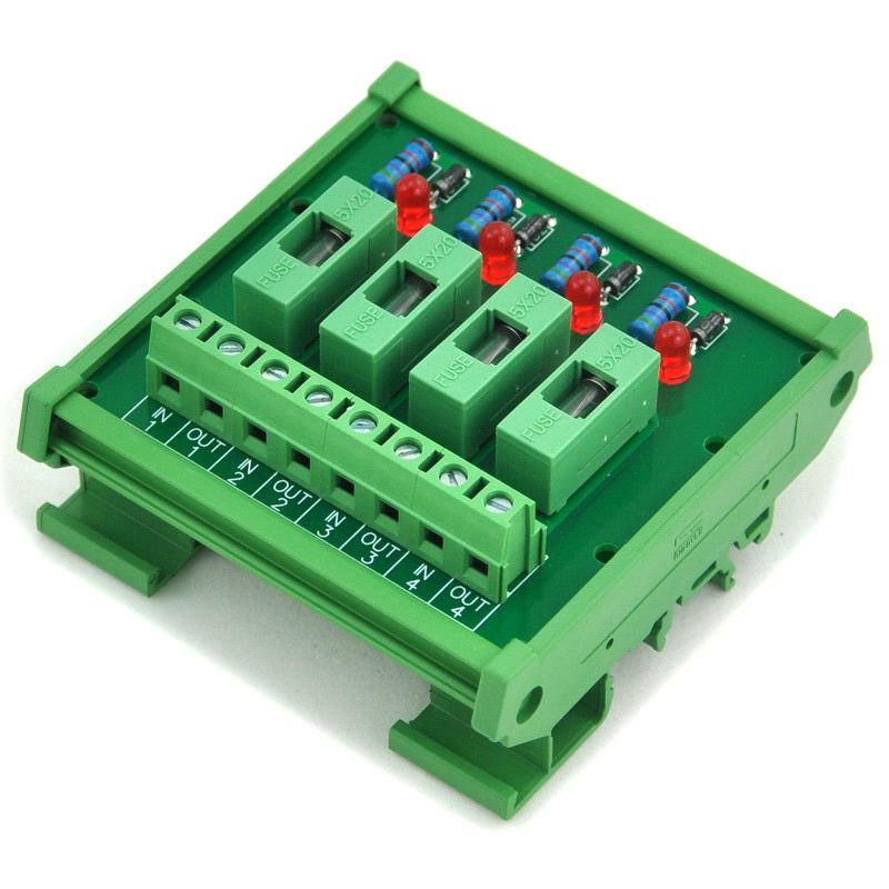 Electronics-Salon DIN Rail Mount 100~250VAC 4 Channel Fuse Interface ...
