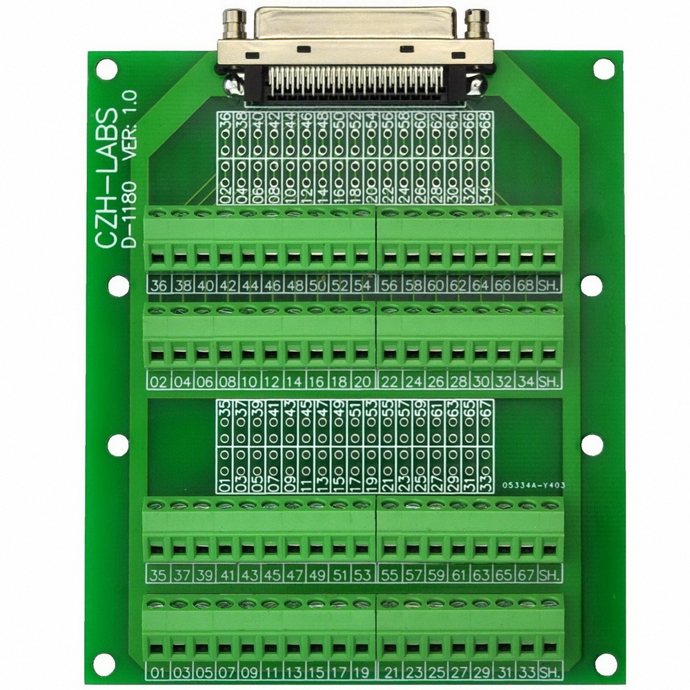 CZH-LABS 68-Pin VHDCI DSUB SCSI-5 Screw Terminal Block Breakout Board ...