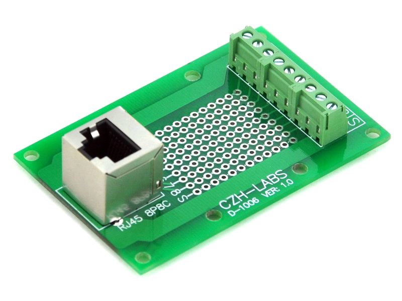 CZH-LABS RJ45 8P8C Vertical Shielded Jack Breakout Board, Terminal ...