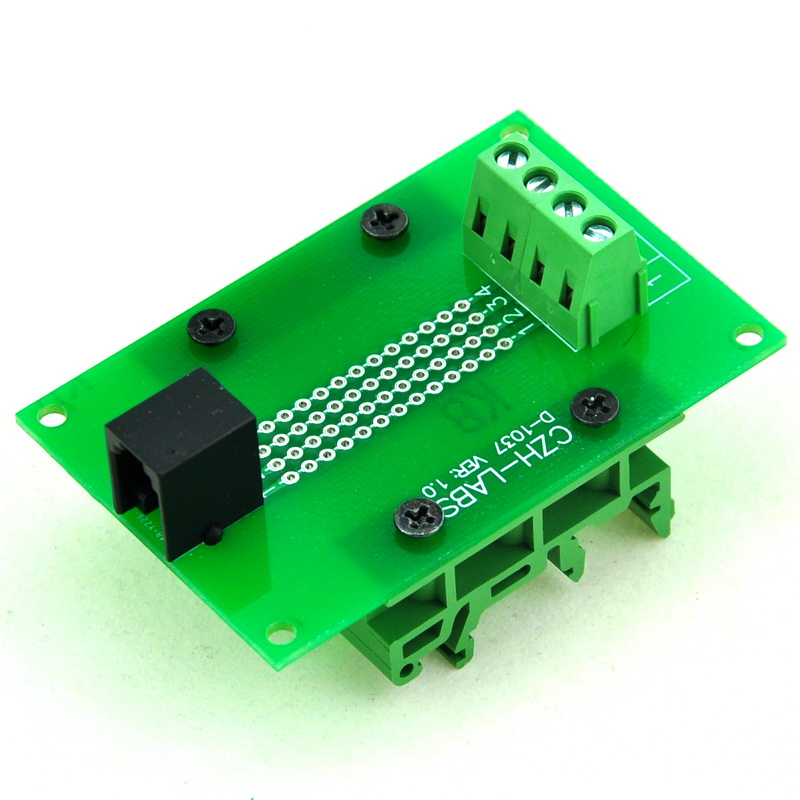 CZH-LABS RJ9 4P4C Interface Module with Simple DIN Rail Mounting feet ...