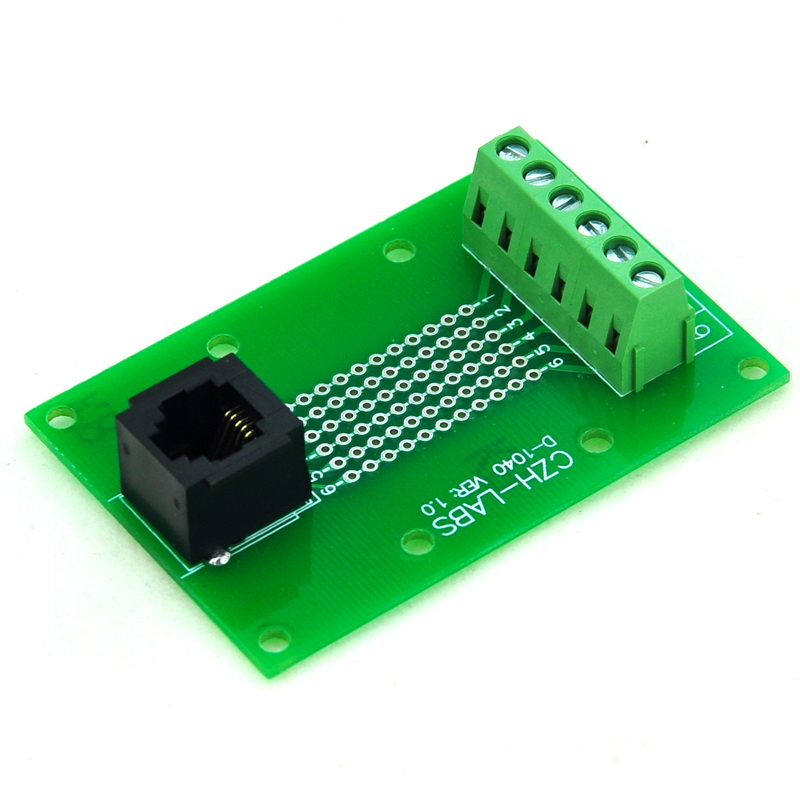CZH-LABS RJ11/RJ12 6P6C Vertical Jack Breakout Board, Terminal Block ...