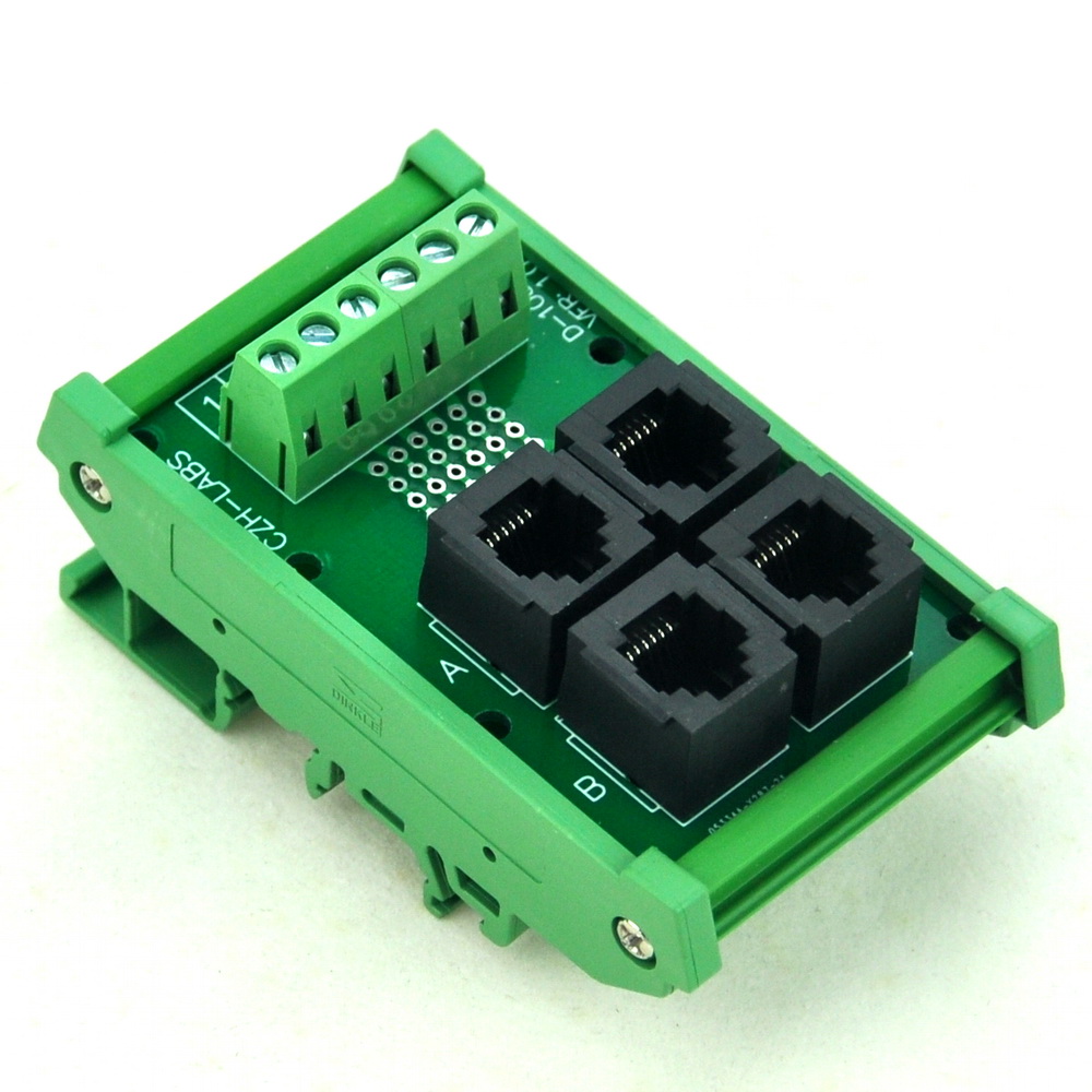 CZH-LABS DIN Rail Mount RJ11/RJ12 6P6C 4-Way Buss Board Interface ...