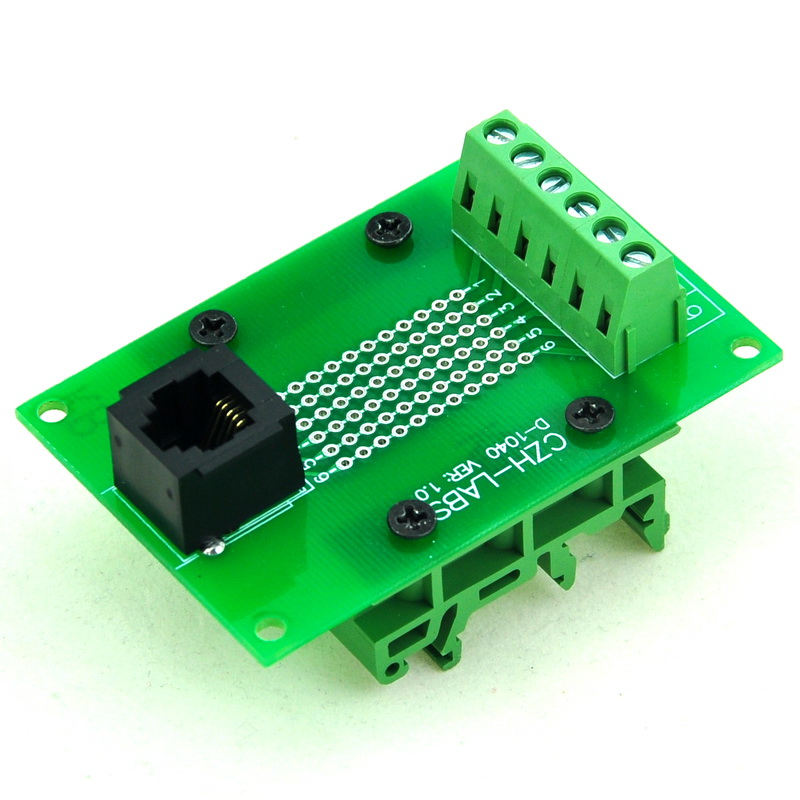 CZH-LABS RJ11/RJ12 6P6C Interface Module with Simple DIN Rail Mounting ...