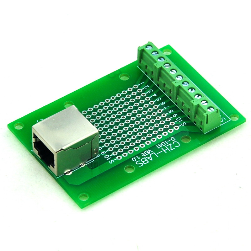 CZH-LABS RJ50 10P10C Right Angle Shielded Jack Breakout Board, Terminal Block Connector. CZH ...