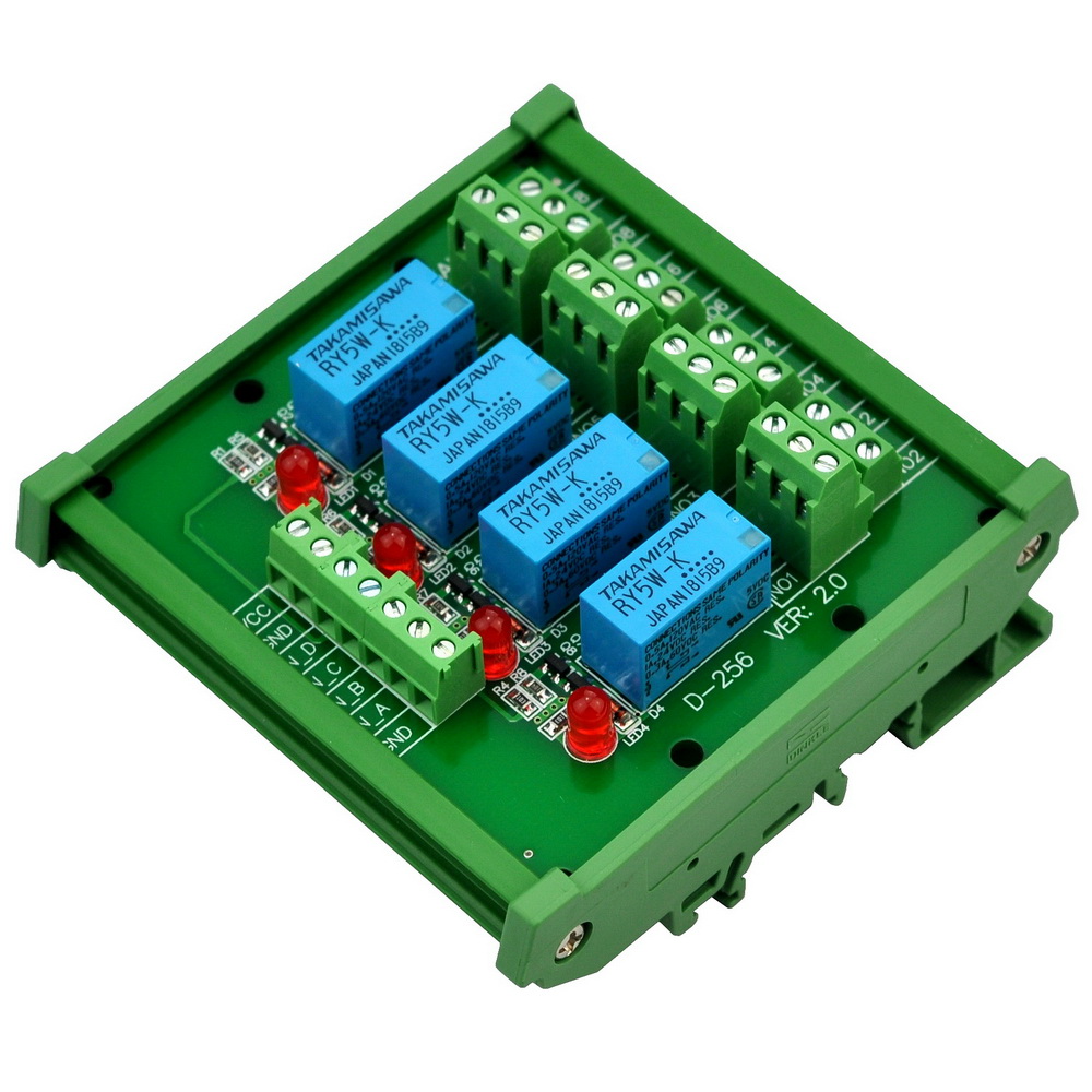 Electronics Salon Din Rail Mount 4 Dpdt Signal Relay Interface Module Dc 5v Version 9566