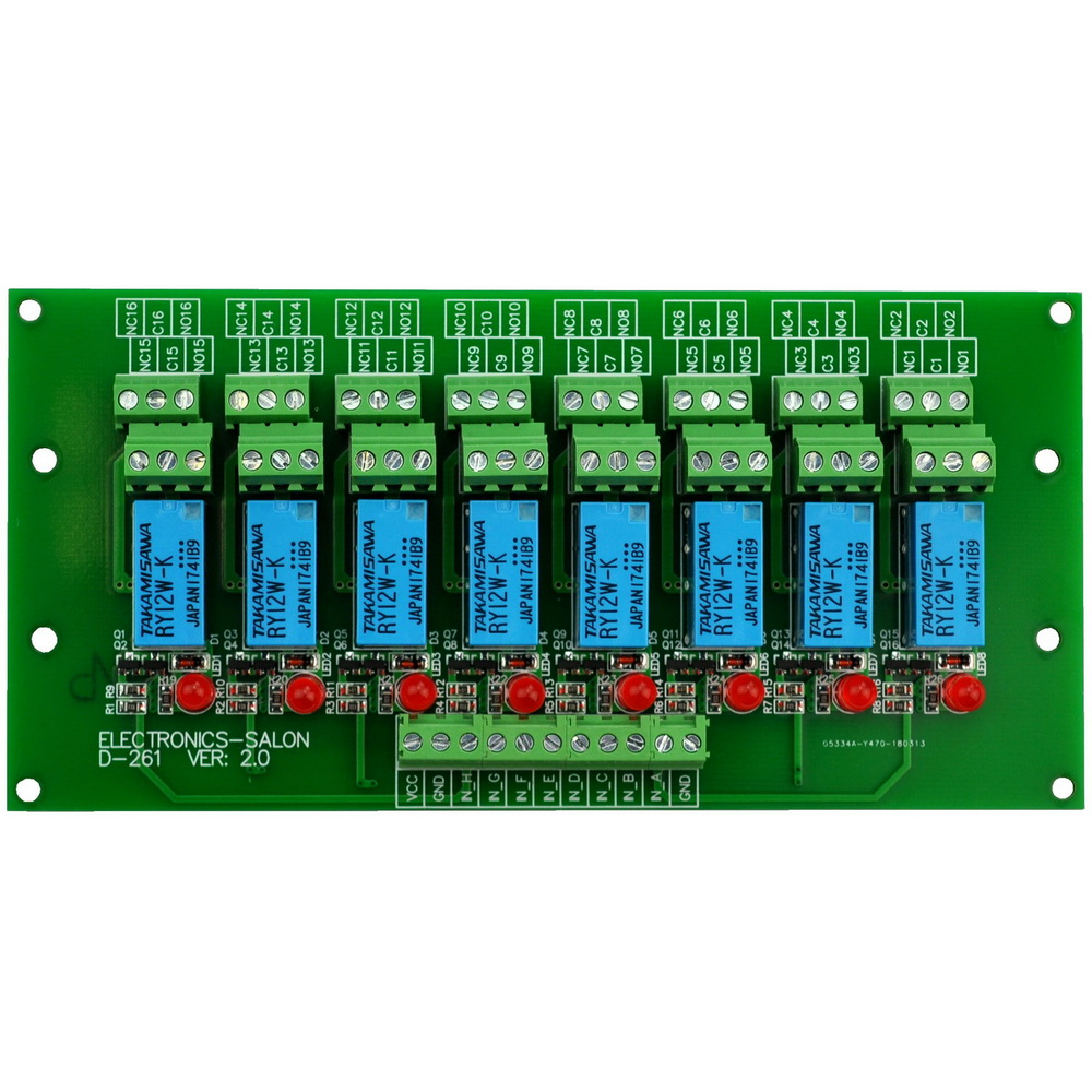 ELECTRONICS-SALON 8 Channel DPDT Signal Relay Module Board (Operating Voltage: DC 12V ...