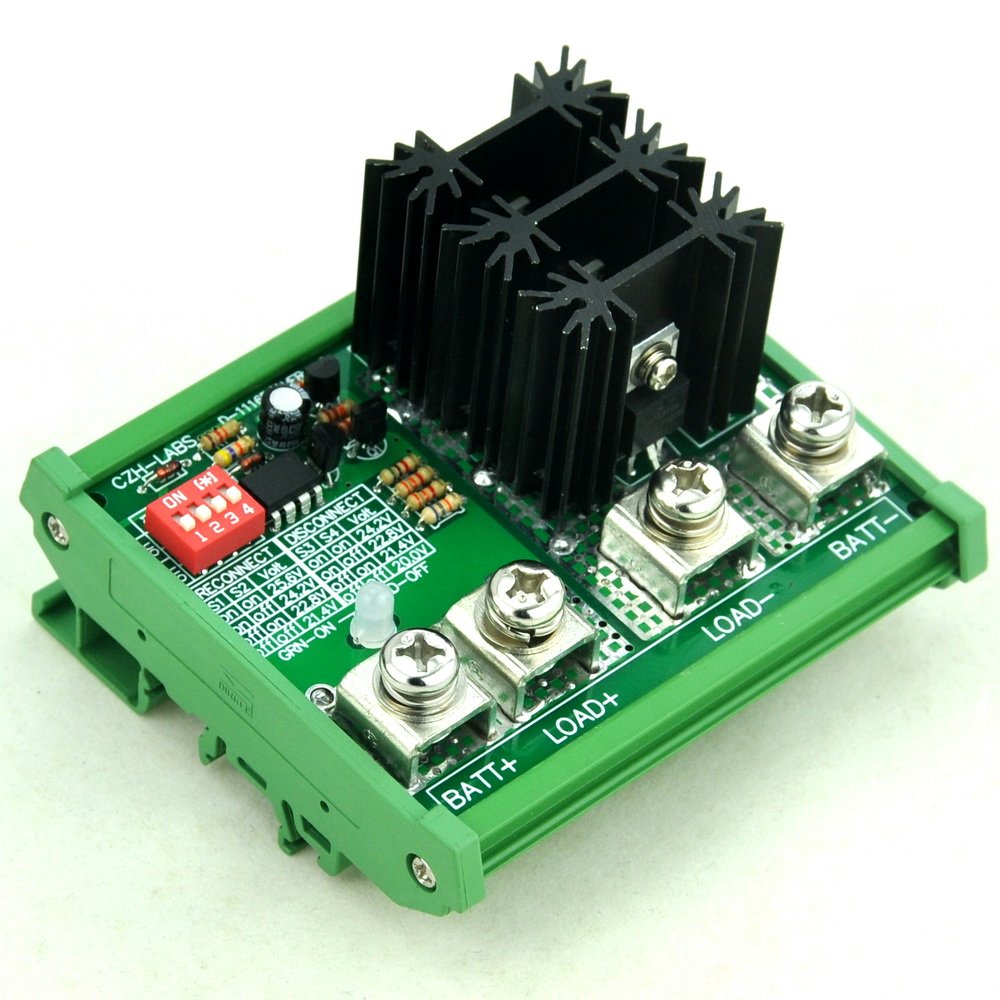 CZH-LABS DIN Rail Mount LVD Low Voltage Disconnect Module, 24V 80A ...