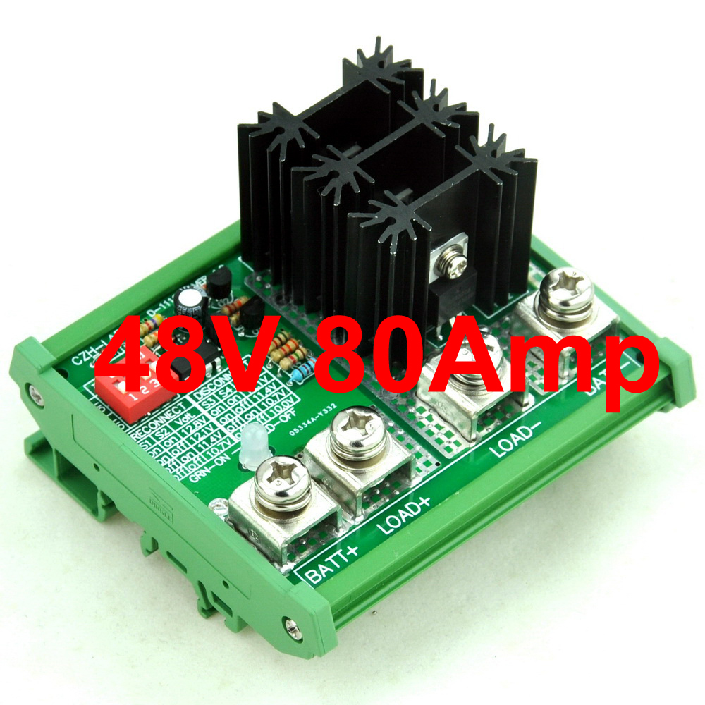 CZH-LABS DIN Rail Mount LVD Low Voltage Disconnect Module, 48V 80A ...