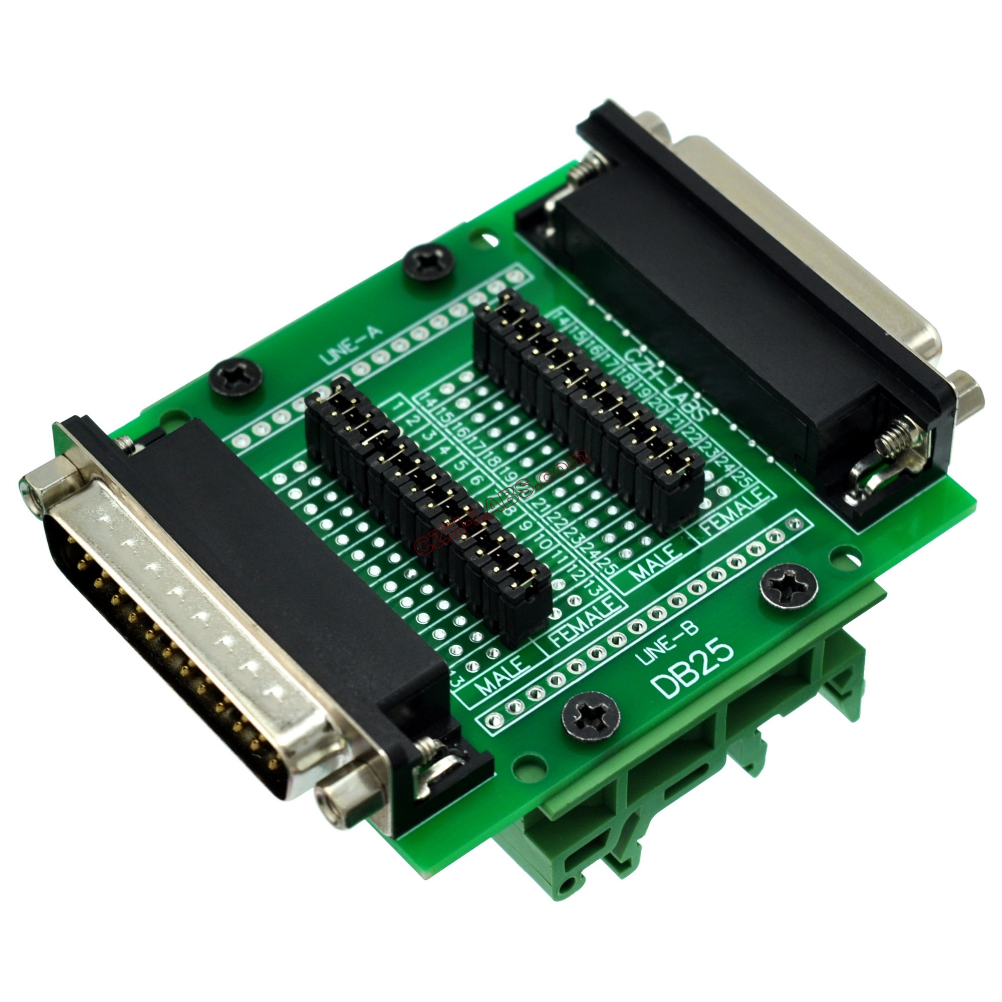 CZH-LABS DIN Rail Mount D'sub DB25 Diagnostic Test Breakout Board, DSUB ...
