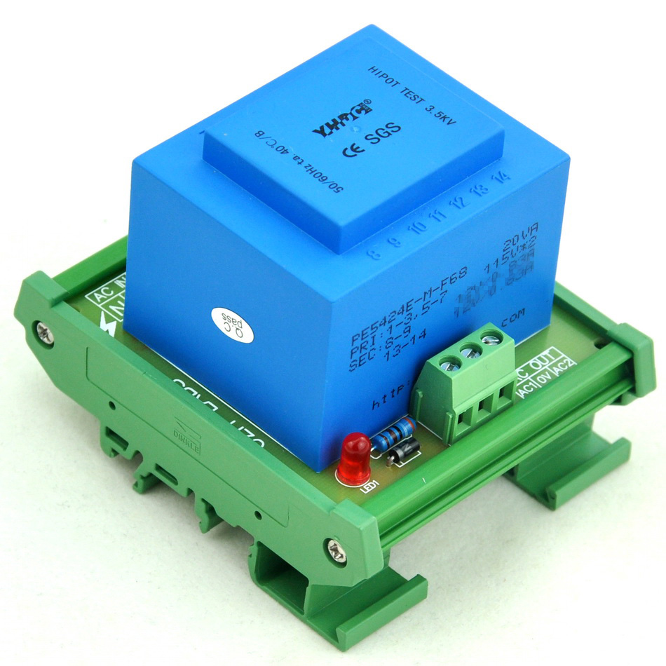 CZH-LABS P 115VAC, S 2x 24VAC, 20VA DIN Rail Mount Power Transformer ...