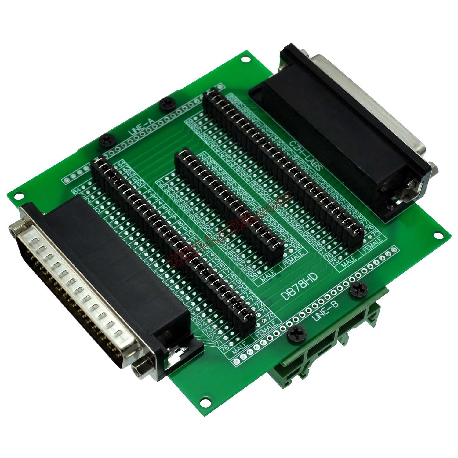 CZH-LABS DIN Rail Mount D'sub DB78HD Diagnostic Test Breakout Board ...