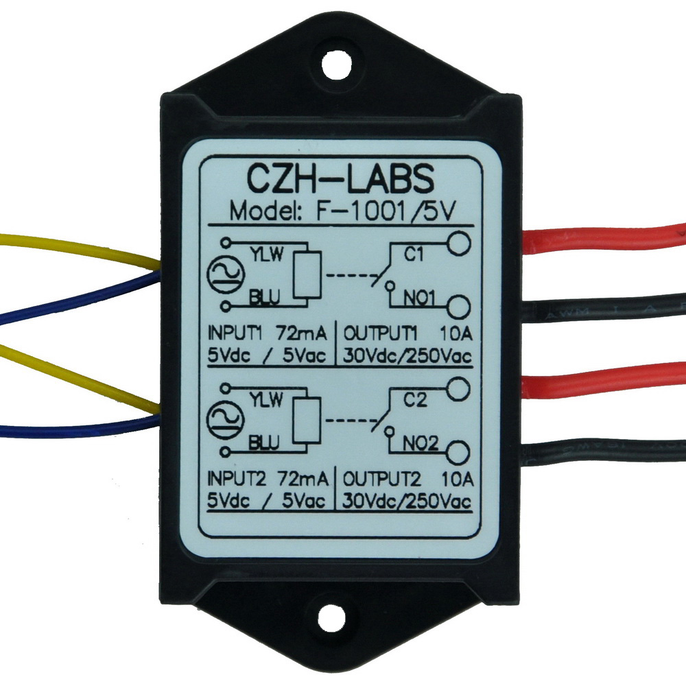 CZH-LABS Dual SPST-NO 10Amp Power Relay Module, AC/DC 5V Control ...