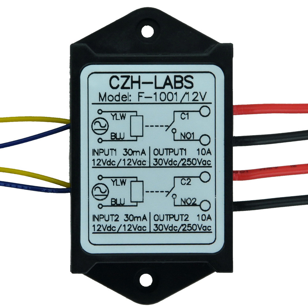 CZH-LABS Dual SPST-NO 10Amp Power Relay Module, AC/DC 12V Control ...