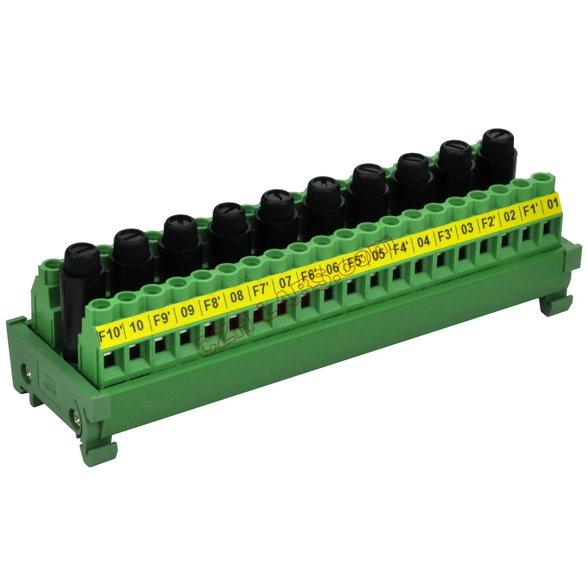 CZH-LABS DIN Rail Mount 20 Position Screw Terminal Block Distribution ...