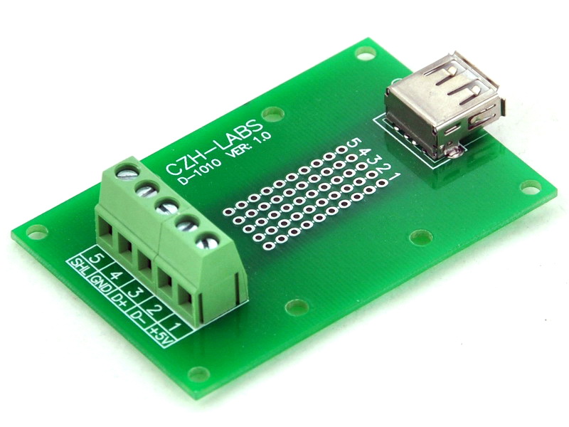CZH-LABS USB Type A Female Right Angle Jack Breakout Board, Terminal ... CZH-LABS USB Type A Female Right Angle Jack Breakout Board, Terminal ...