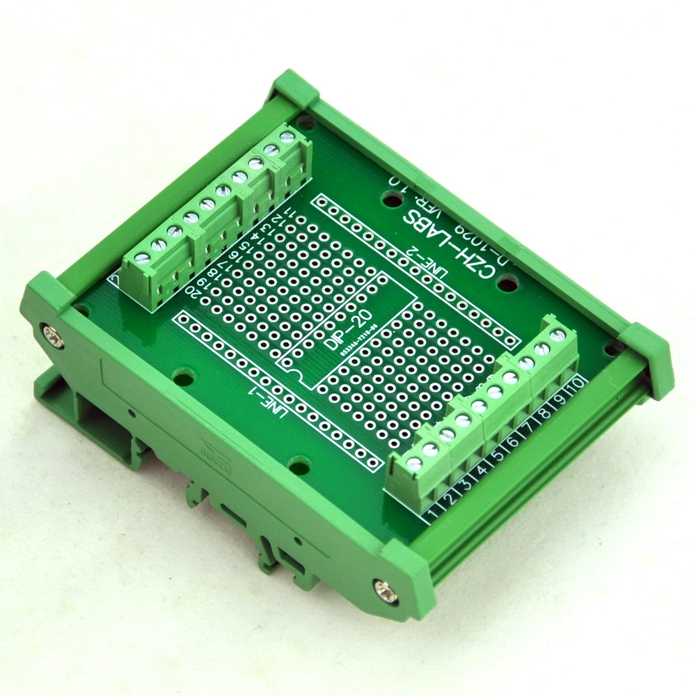 CZH-LABS DIP-20 Component to Screw Terminal Adapter Board, w/HQ DIN ...