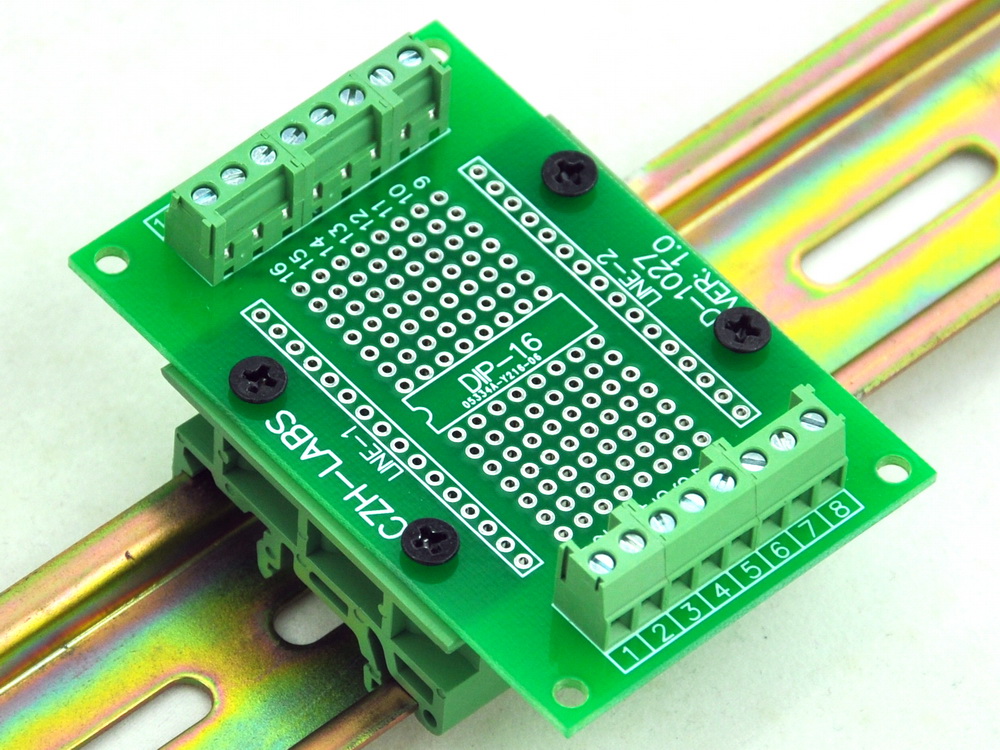 CZH-LABS DIP-16 Component to Screw Terminal Adapter PCB, w/Simple DIN ...