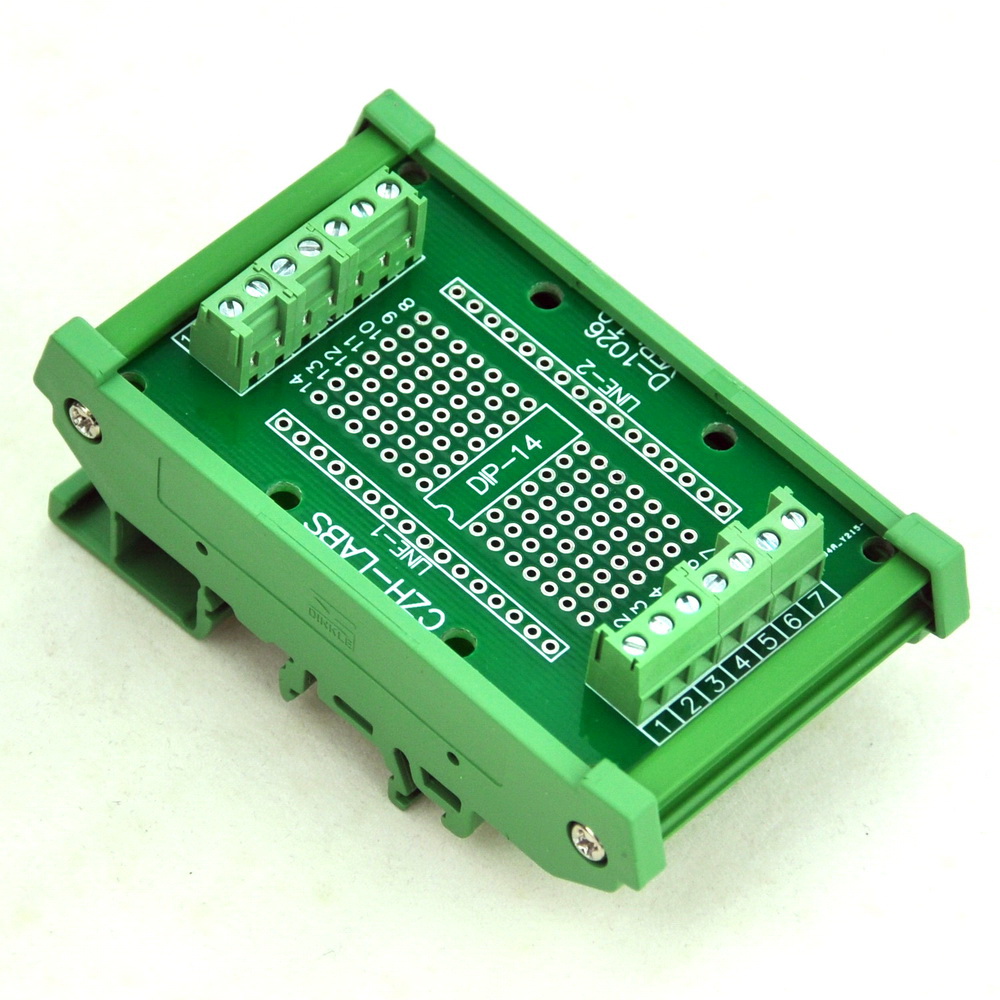 CZH-LABS DIP-14 Component to Screw Terminal Adapter Board, w/HQ DIN ...