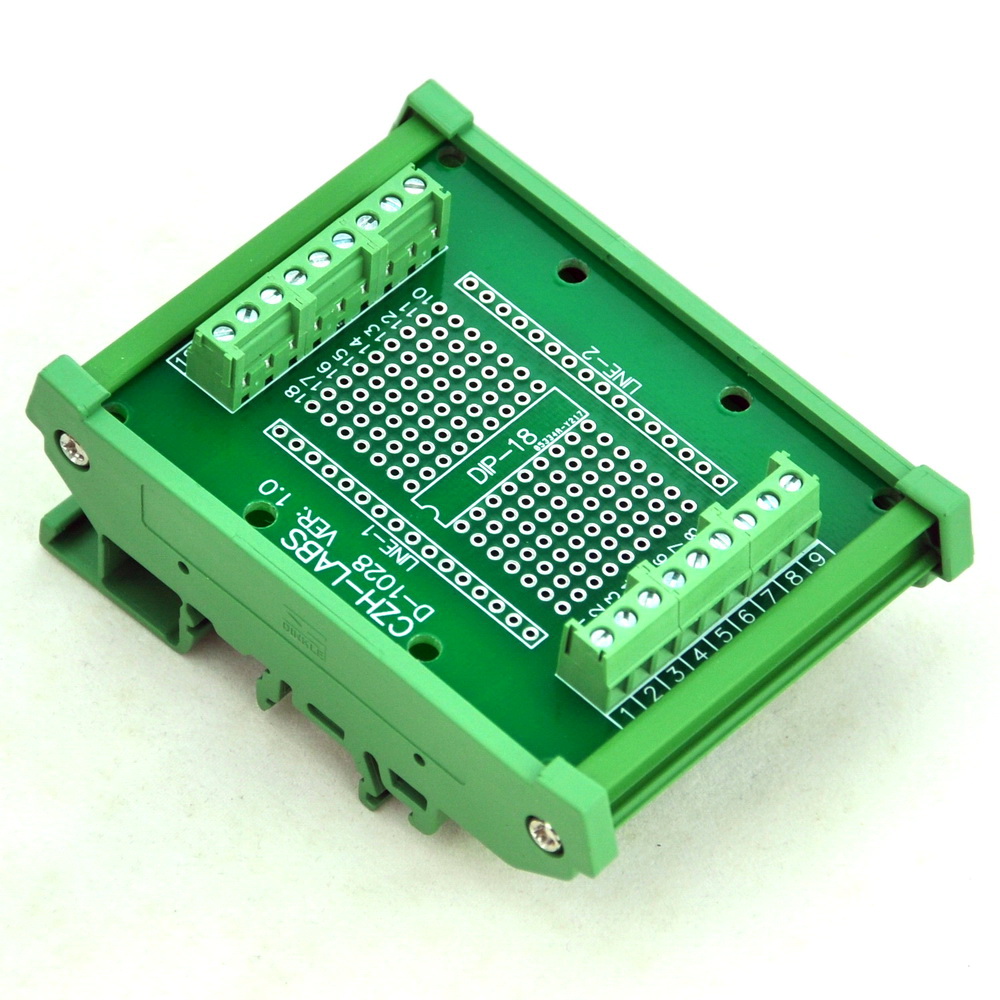 CZH-LABS DIP-18 Component to Screw Terminal Adapter Board, w/HQ DIN ...