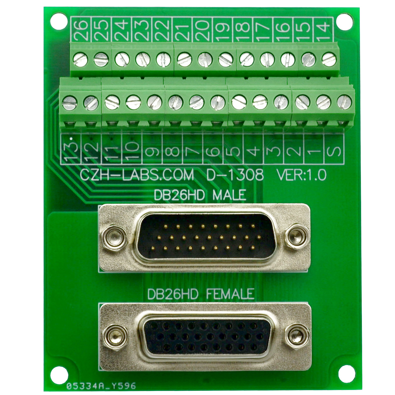 CZH-LABS DSUB DB26HD Male/Female Header Breakout Board, D-SUB Breakout ...