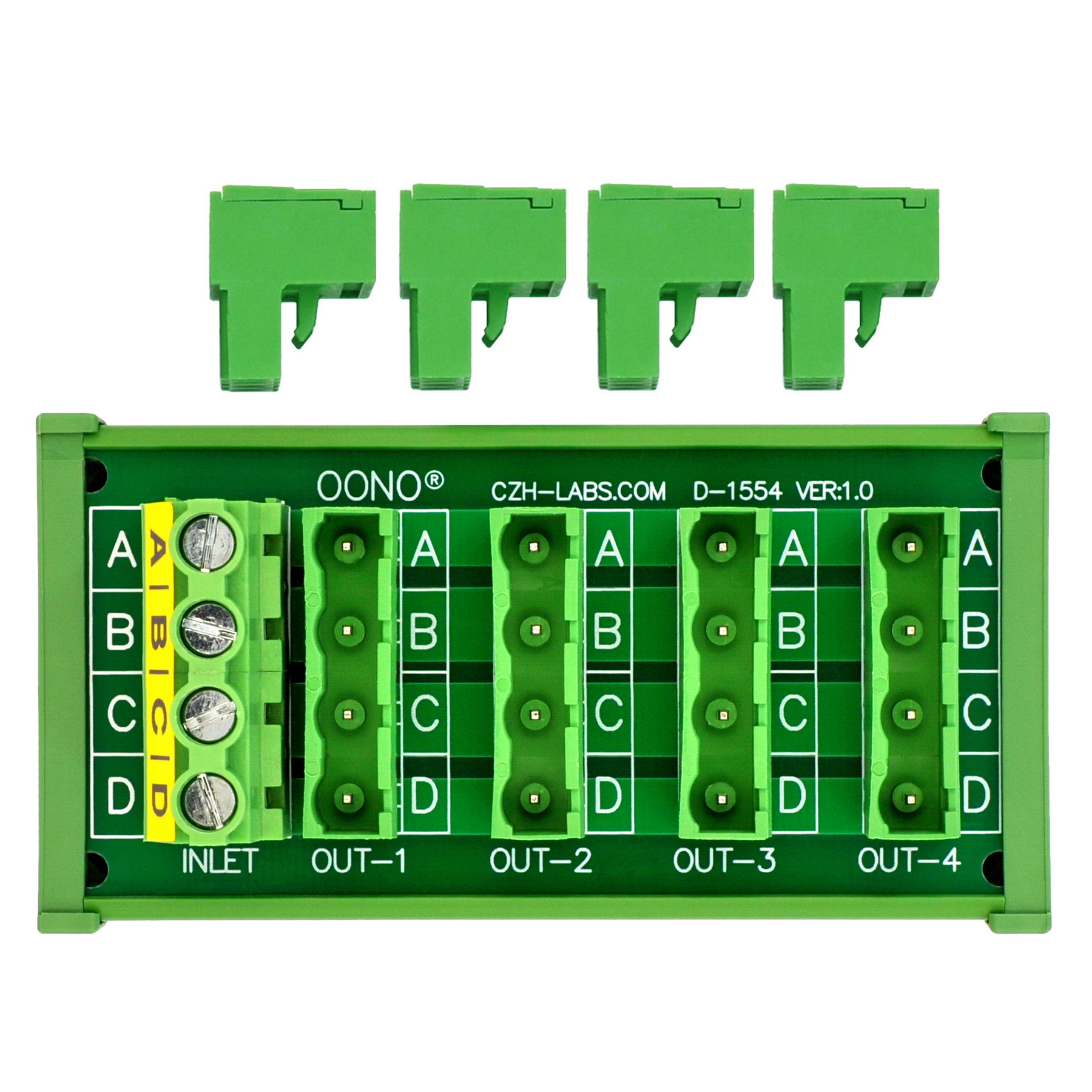 DIN Rail Mount 30A/300V 4x4 Position Pluggable Terminal Block ...