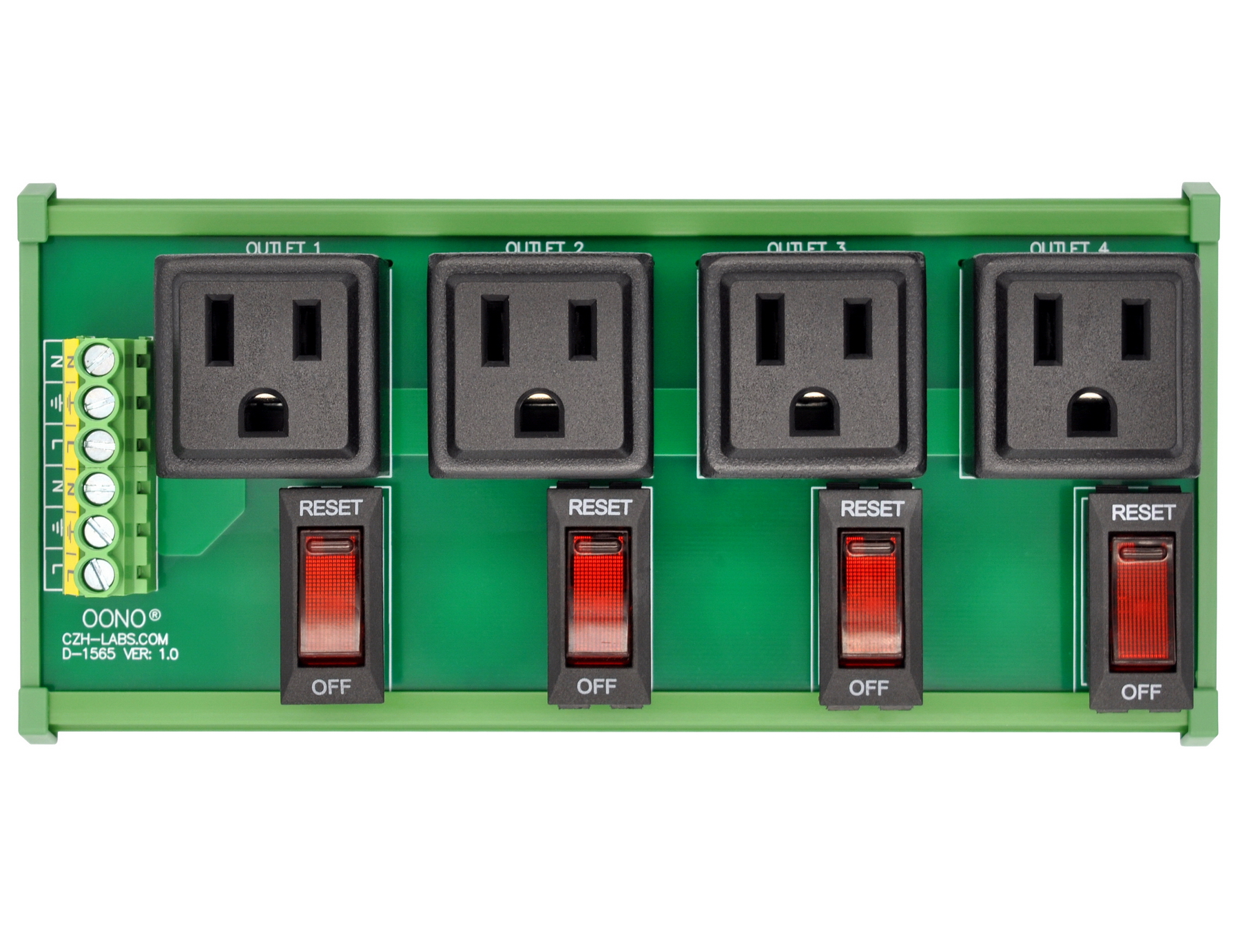 DIN Rail Mount AC 120V NEMA 5-15R Receptacle Outlet Power Module, with ...