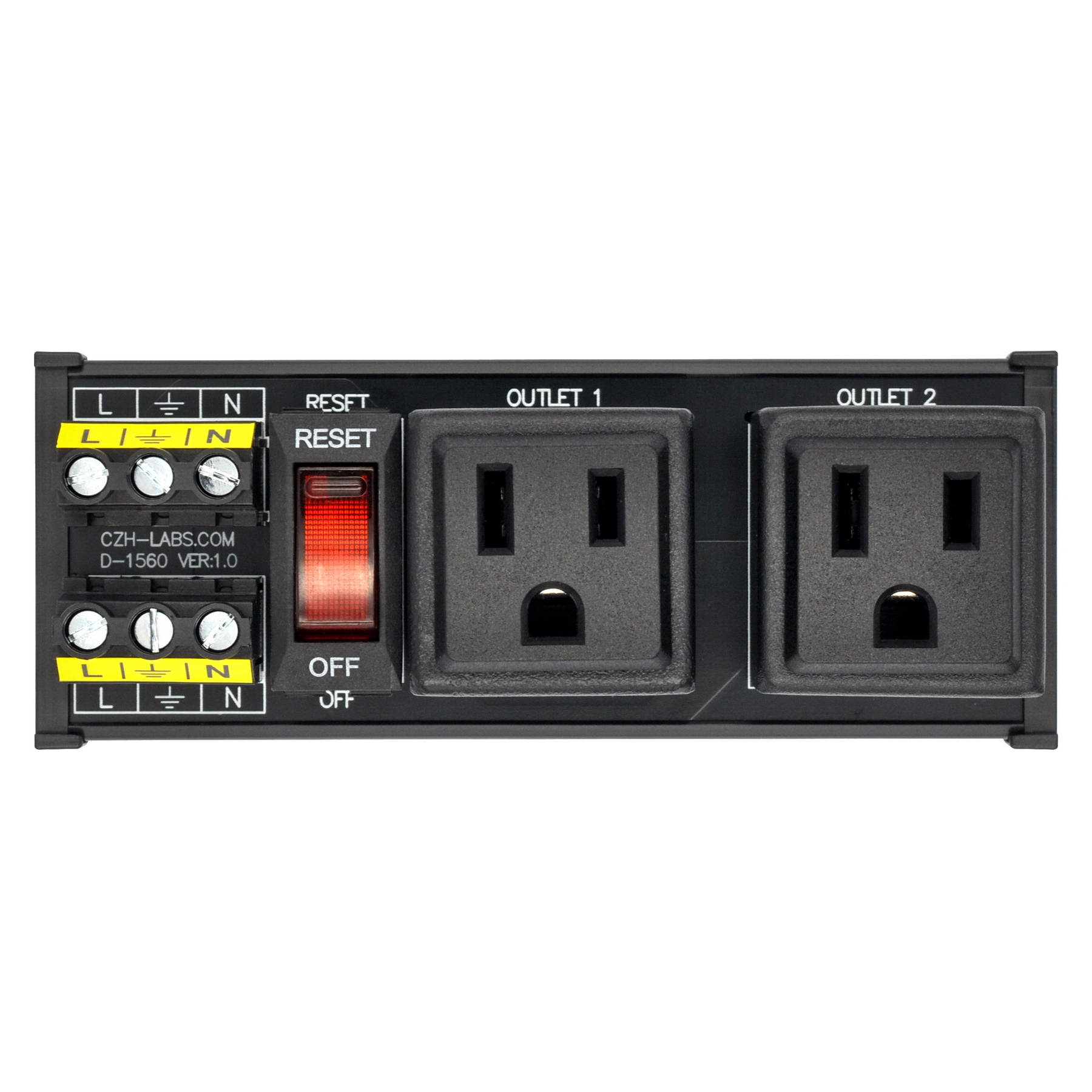 DIN Rail Mount AC 120V NEMA 5-15R Single Receptacle Outlet Power Strip ...