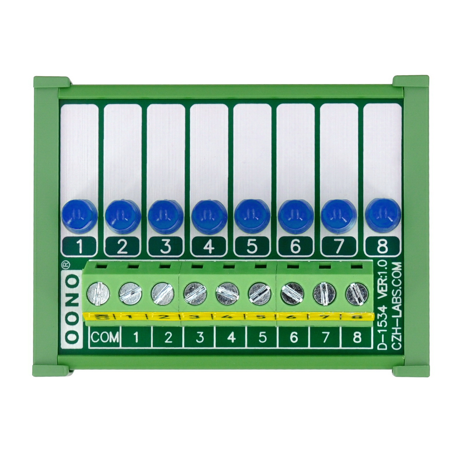DIN Rail Mount 8 Blue LED Indicator Light Module, Support 5-50VDC ...