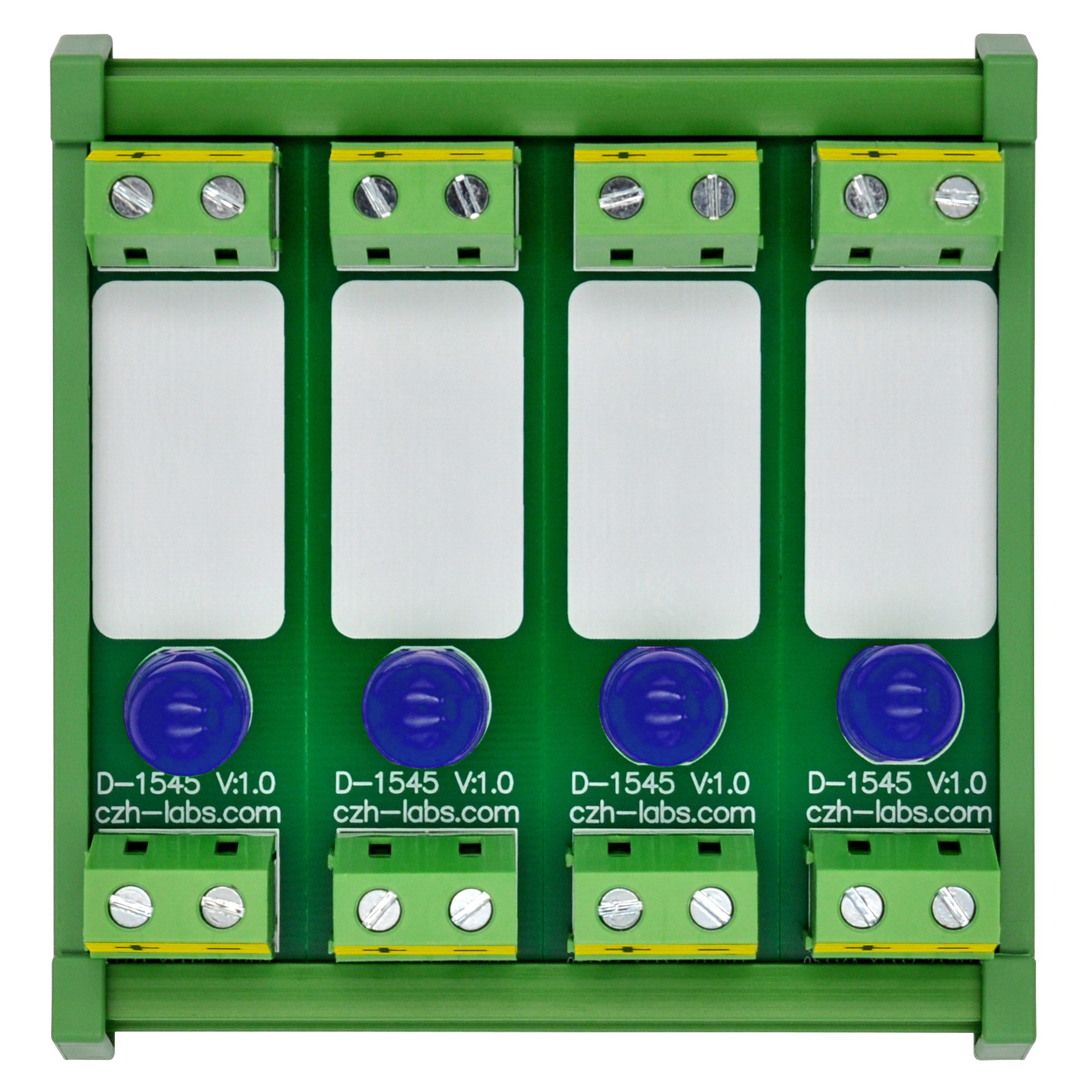 DIN Rail Mount AC/DC 5-32V 4 Channel Blue 10mm LED Indicator Light Module