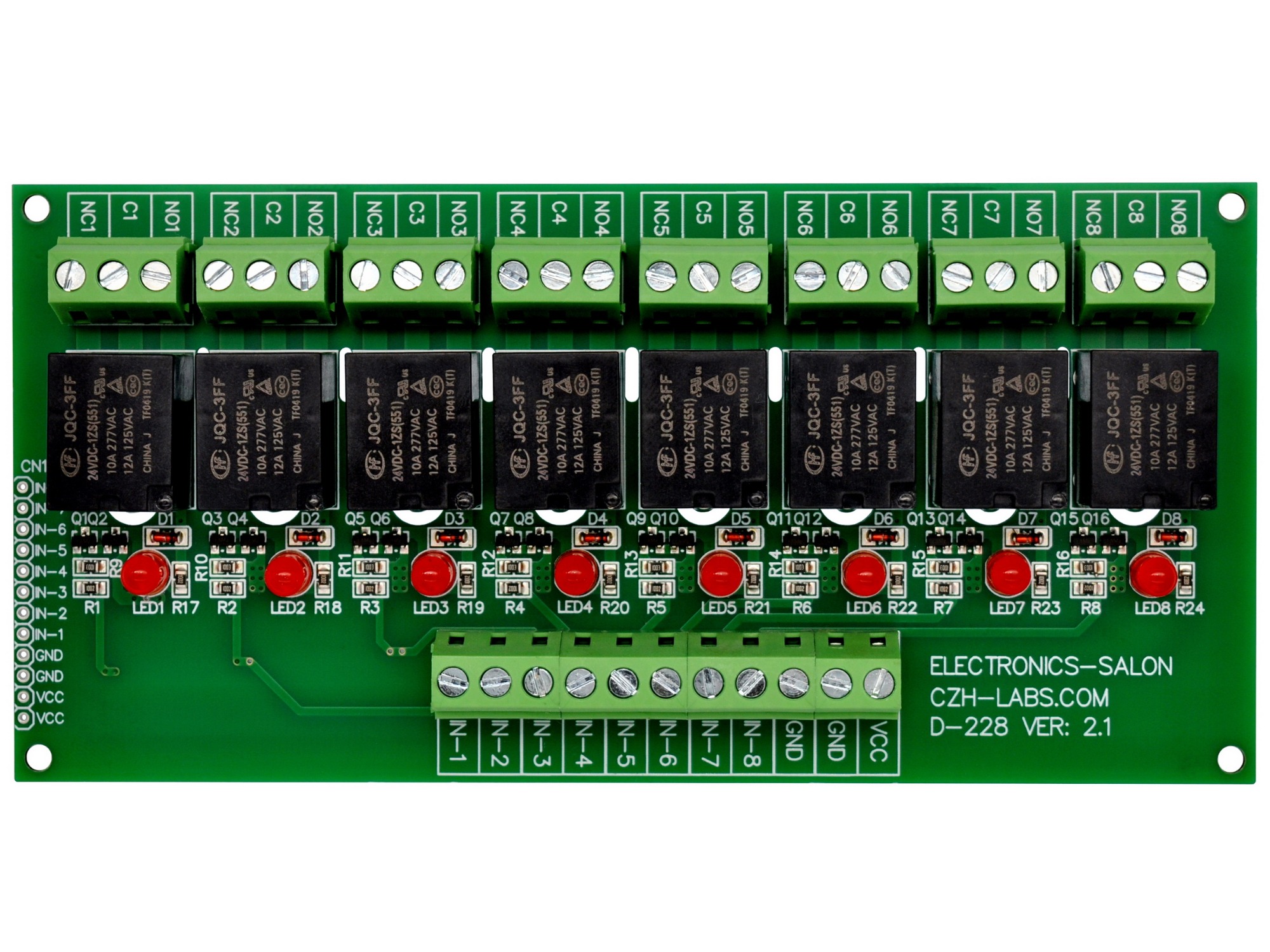 ELECTRONICS-SALON 8 Channel 10Amp SPDT Power Relay Module Board ...