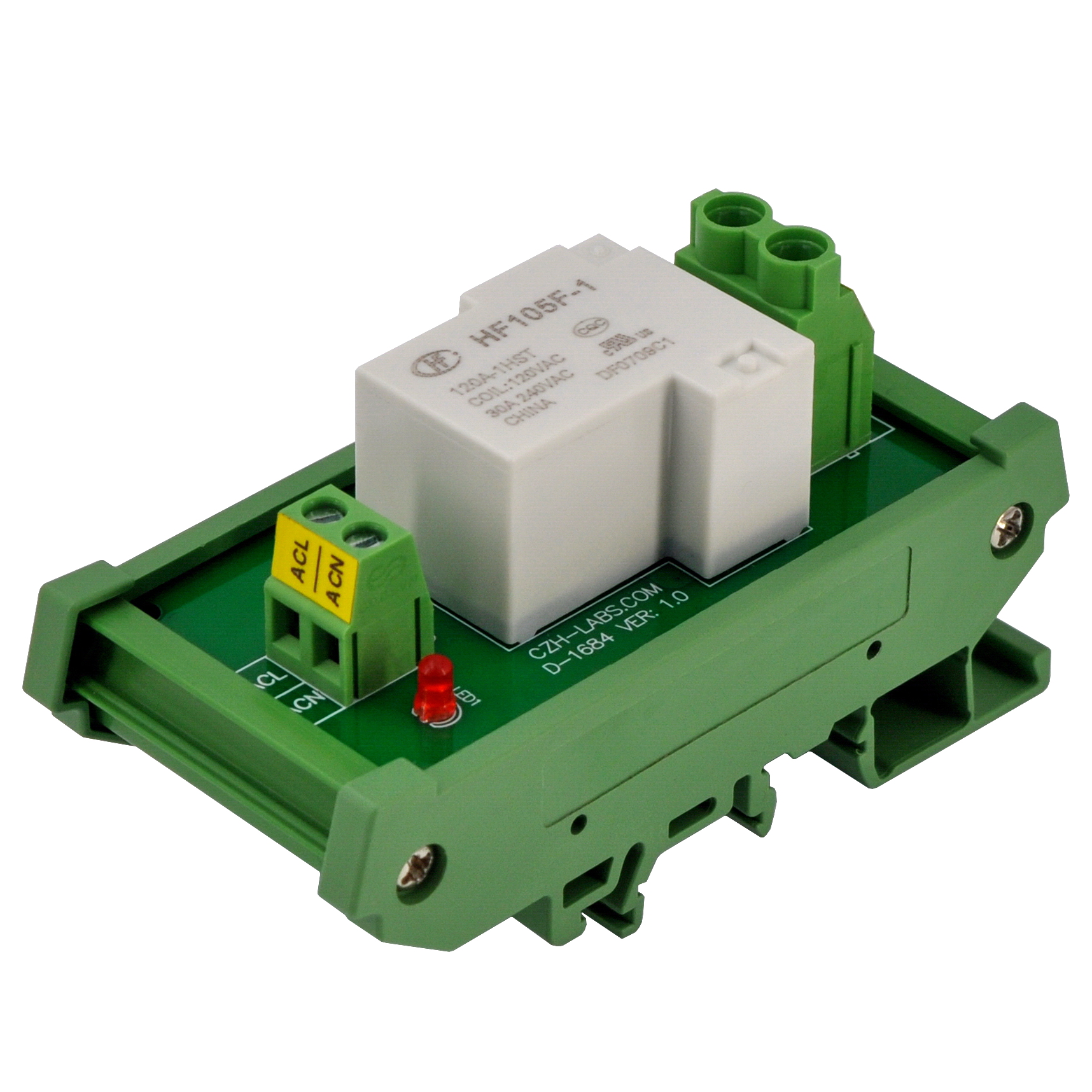 DIN Rail Mount AC120V Coil SPST-NO 30 Amp Power Relay Module Board ...