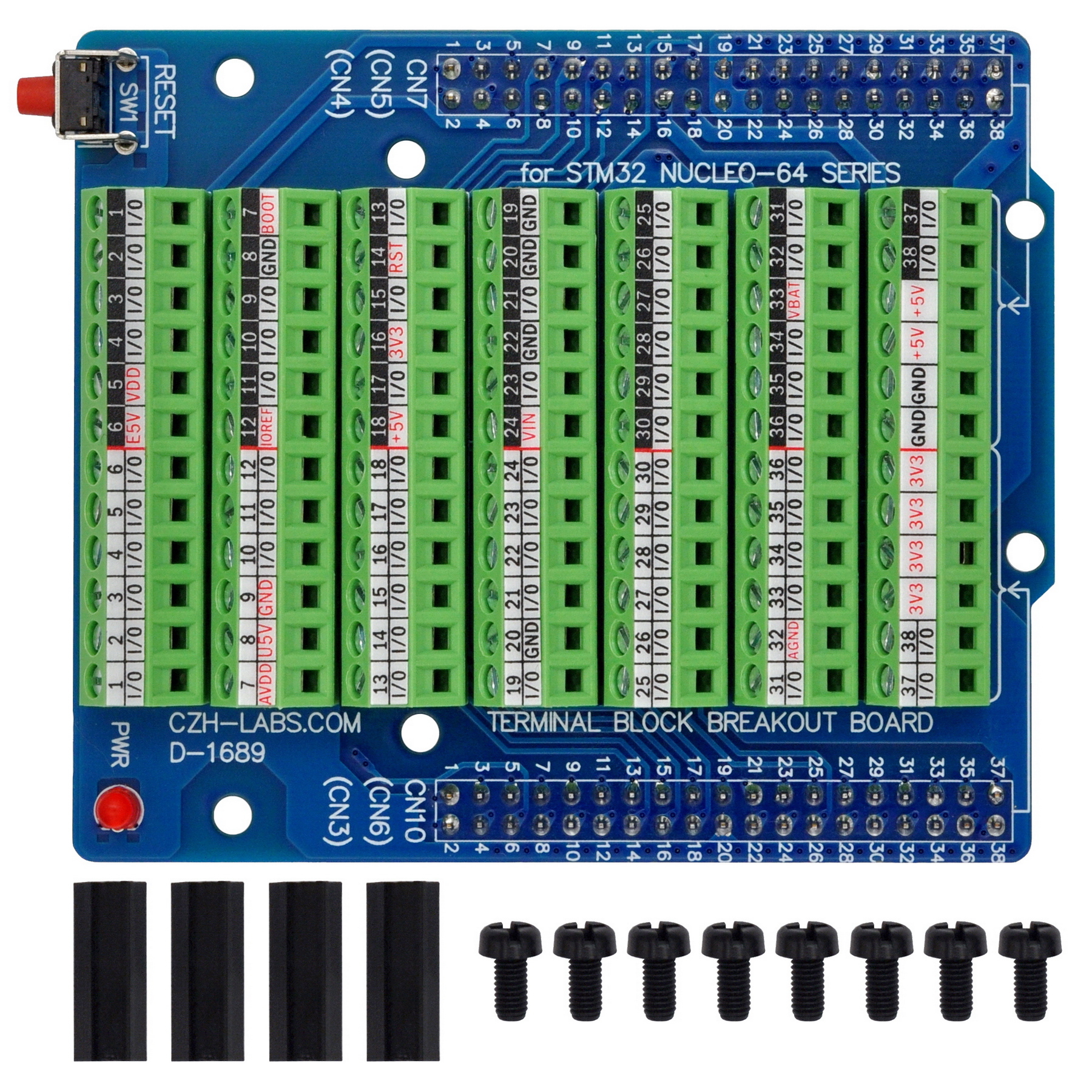Bottom-mount Screw Terminal Block Breakout Board Module for STM32 Nucleo-64