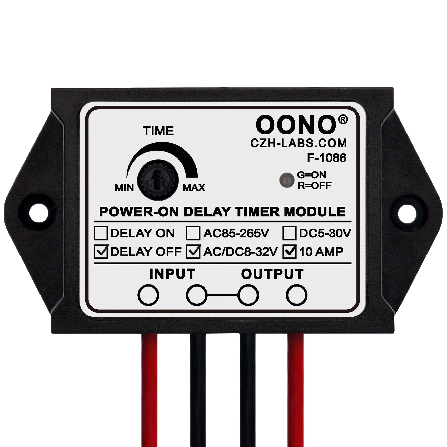 F-1086D/100S Power-ON Delay OFF Timer Relay Module, AC/DC 8-32V 10Amp ...